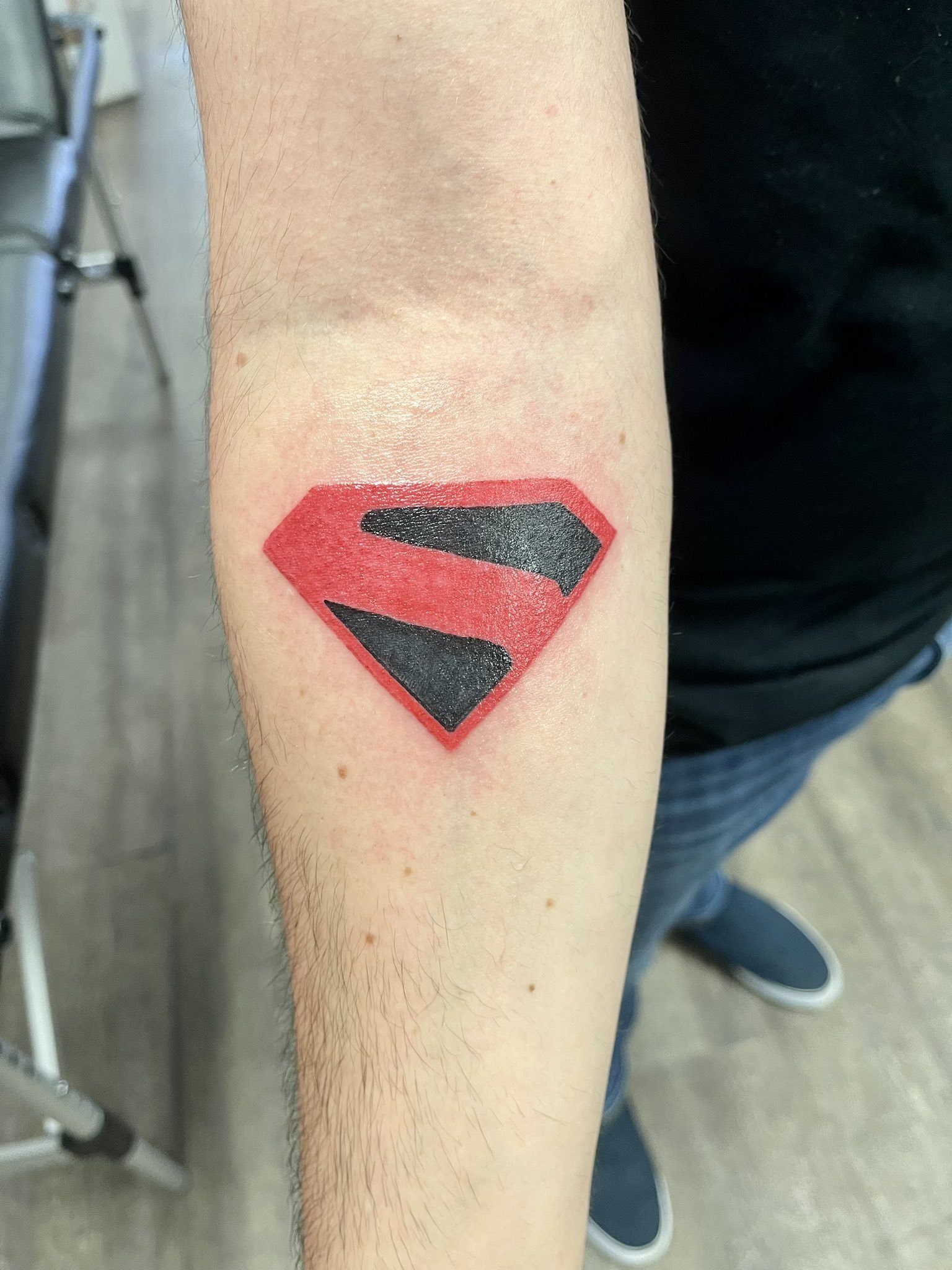 Black Superman Logo Tattoo