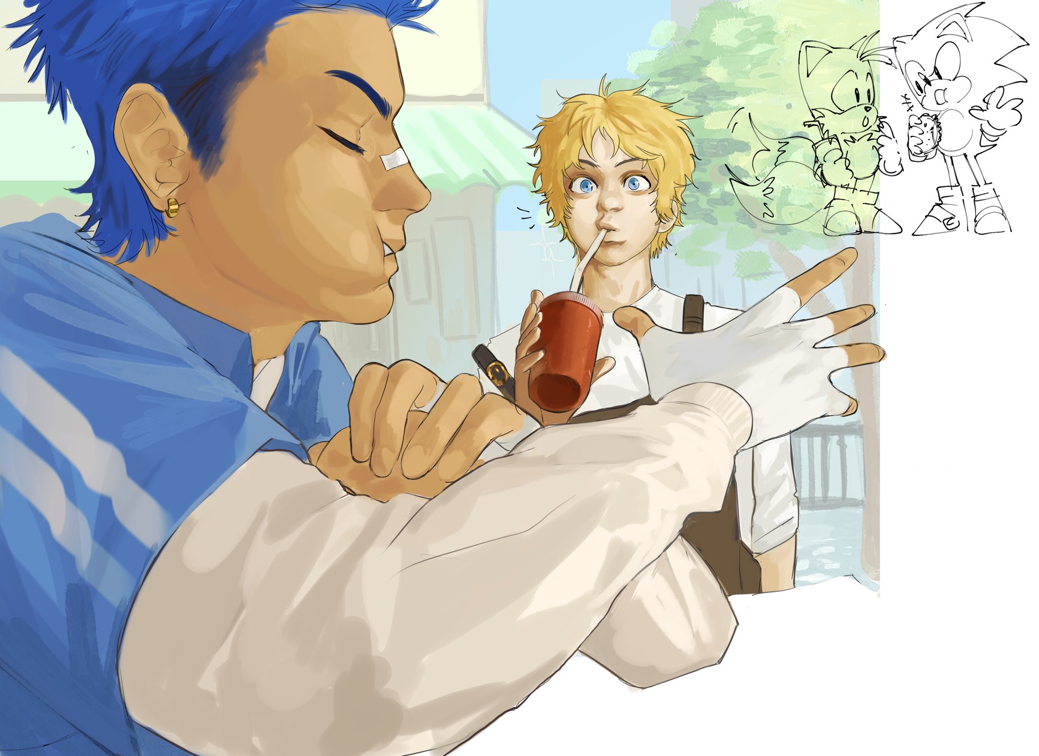 Human Sonic And Tails 8189 Safe, Artist:xamoel, Amy Rose, Metal