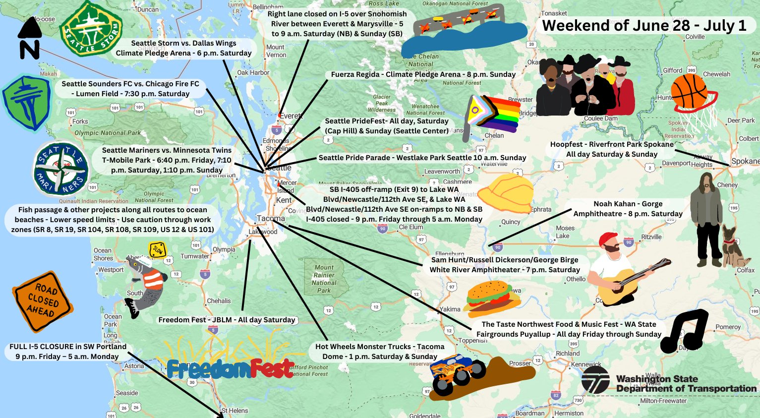 Portland And Seattle Washington Map