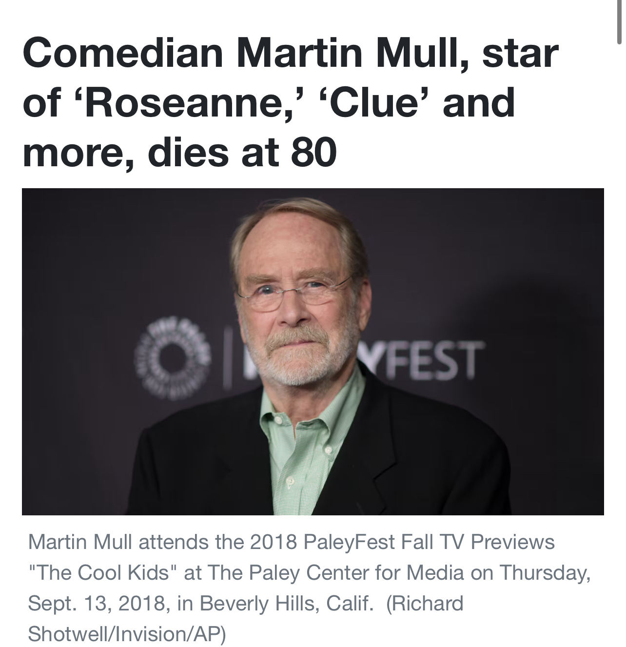 Comedian Martin Mull Remembering Actor, Comedian Martin Mull