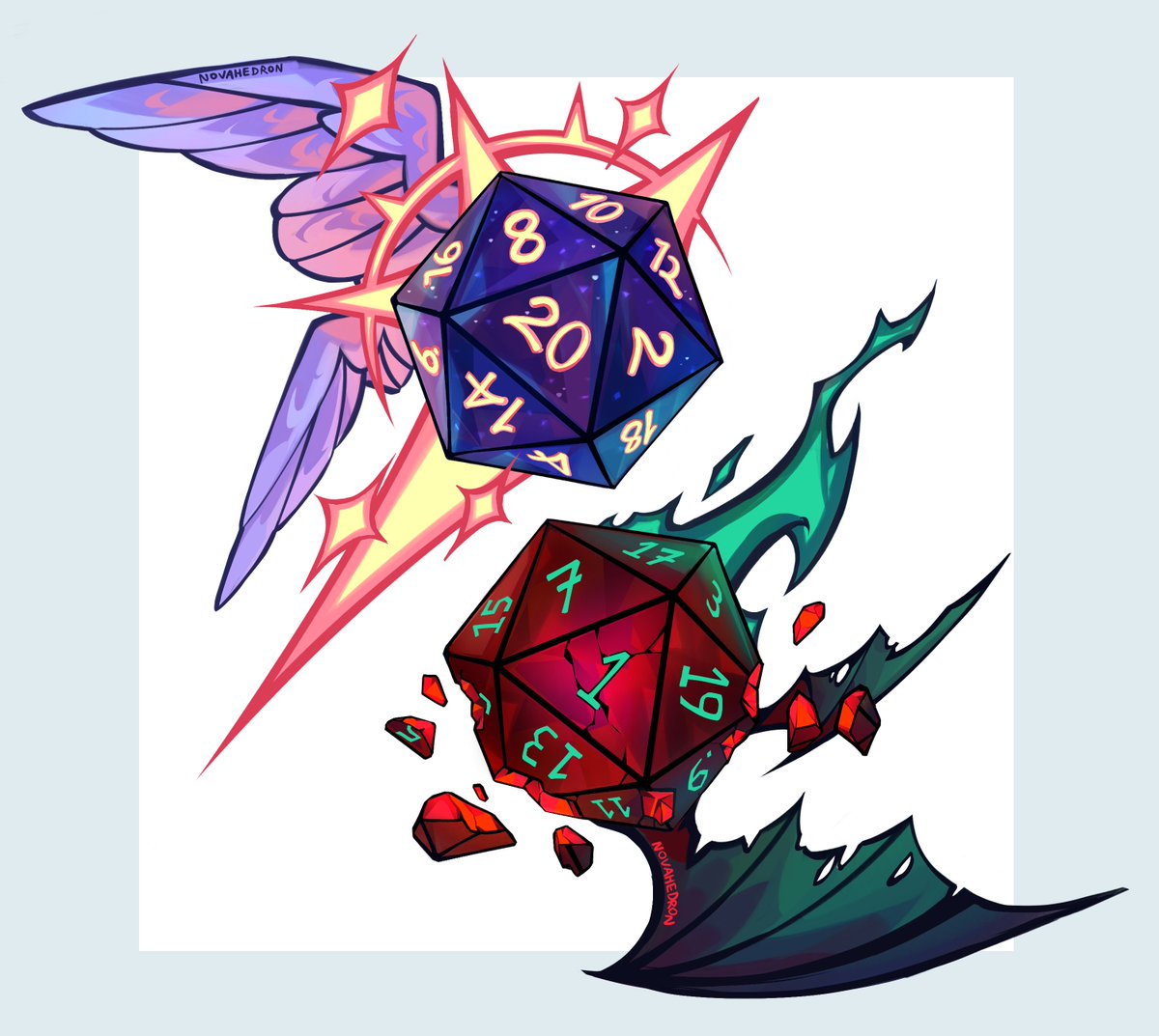 「Nat 20 / Nat 1 D20 sticker designs 」| Chell @ merch arc | DdTrs Zine のイラスト