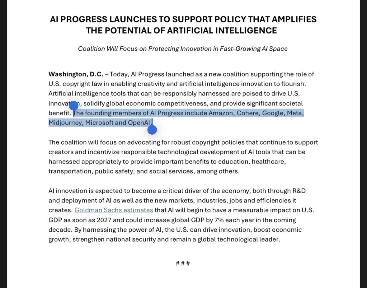 "Oh good, another lobbying group claiming to advocate for robust copyright policies, founded by ...