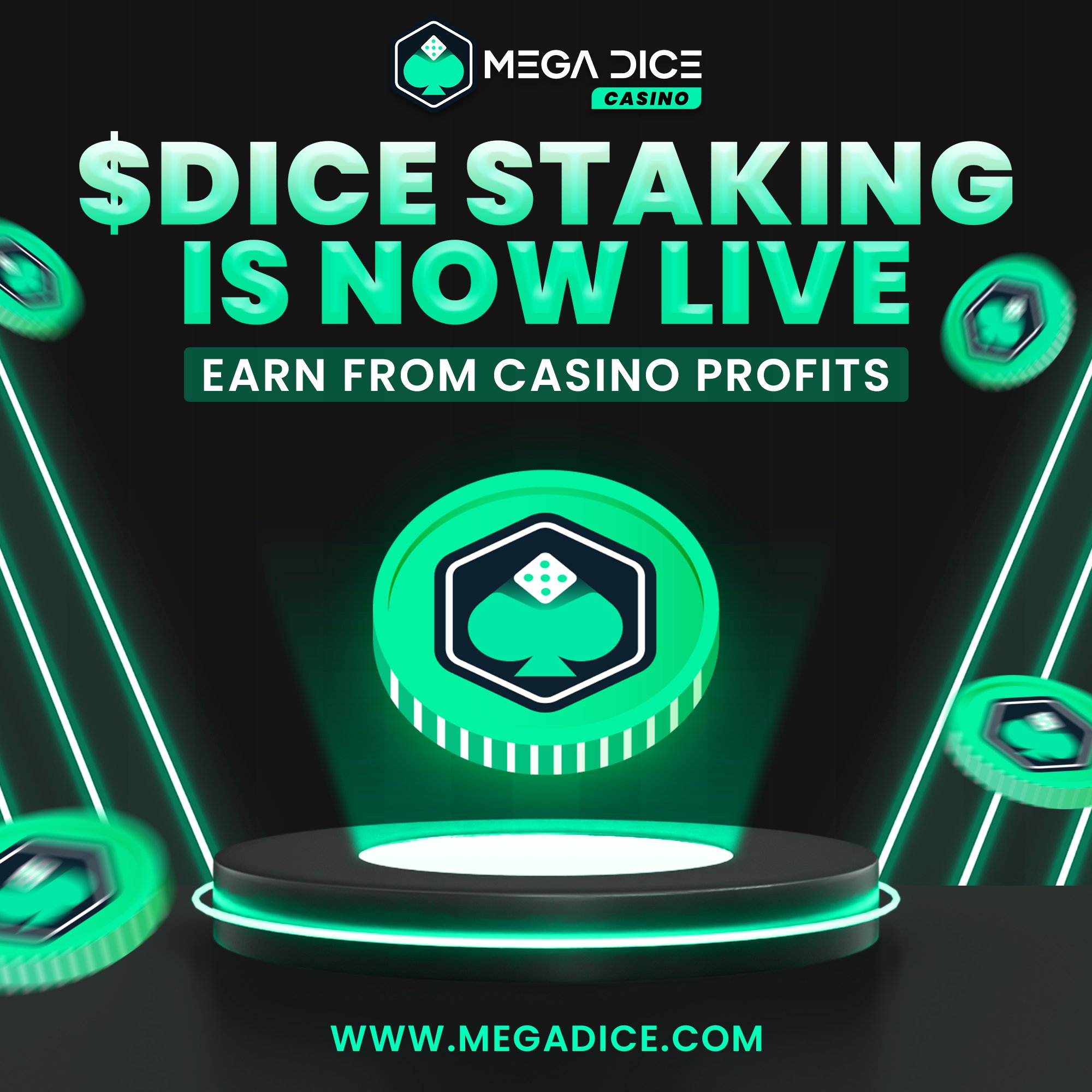 Mega Dice Casino on X: Start staking your $DICE tokens! 🚀 We're happy to announce that our ...