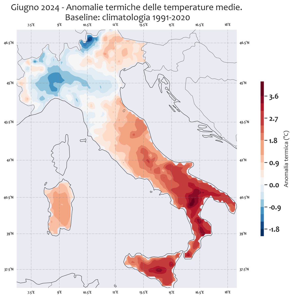 Italy Temperature Map