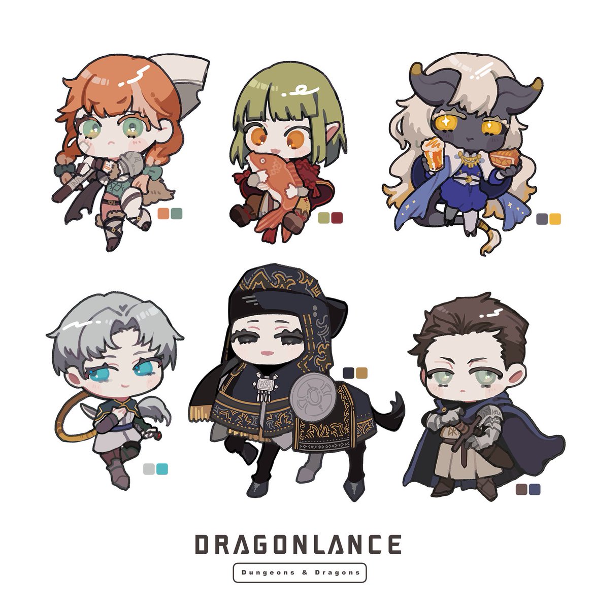 「#DnD #dndj #あつまれひろばDnDドラゴンランスパーティのみんなを描き」|Shirazu Yomiのイラスト