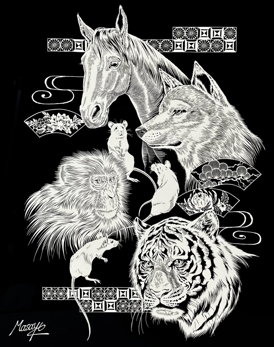 「和風な雰囲気の柄、可愛くできました #切り絵」切り剣Masayoの漫画