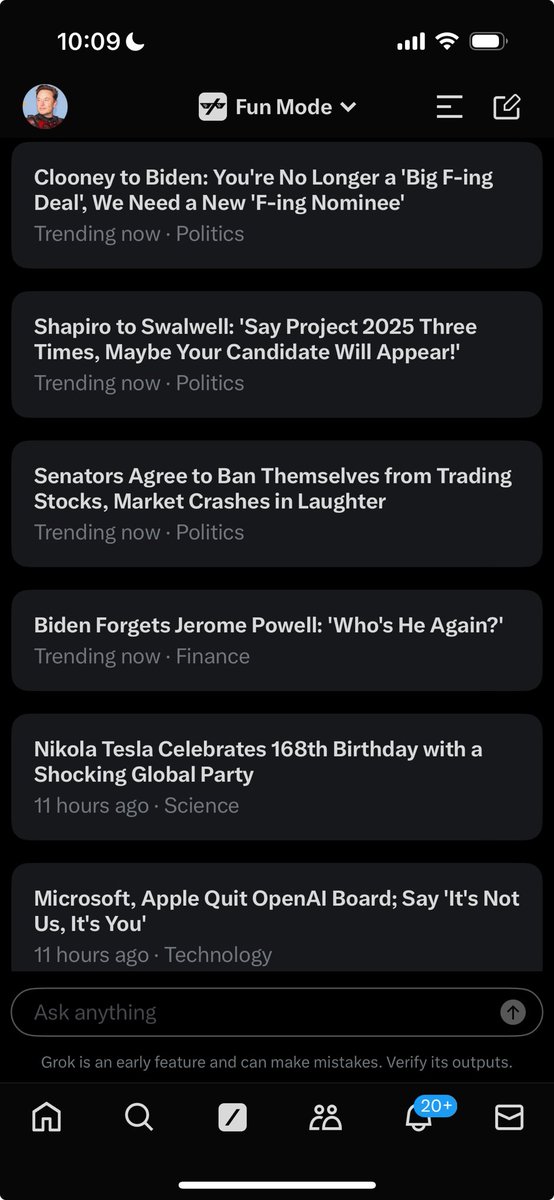 Grok fun mode news is awesome 😂 - المسلسل من Elon Musk @elonmusk - رتبها