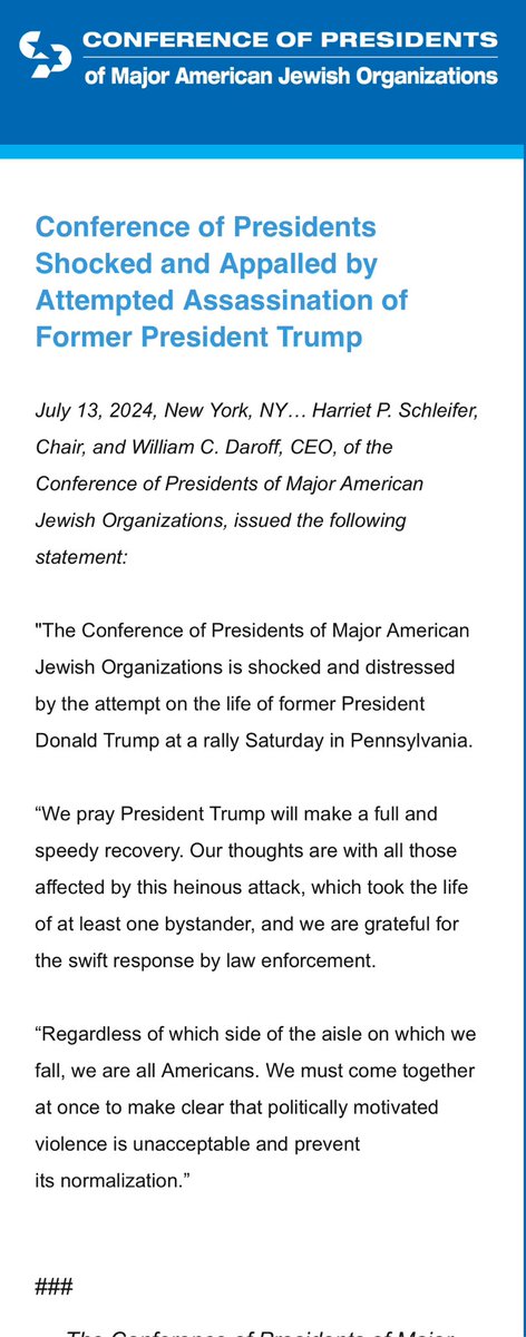 Conference of Presidents Welcomes Historic U.S. Recognition of ...
