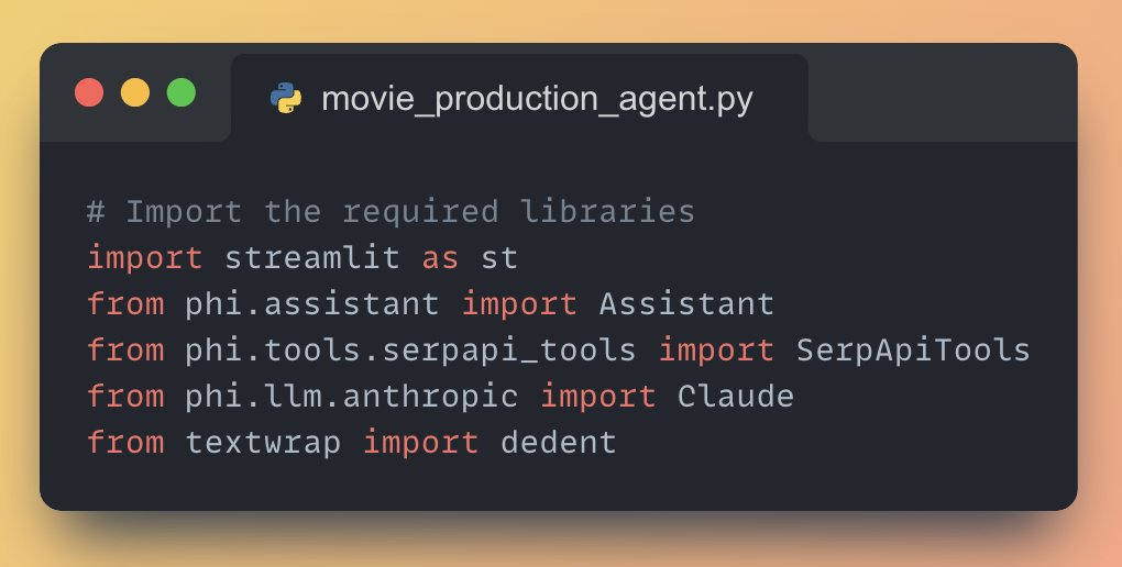 Build an AI Movie Production Agent with Claude Sonnet 3.5 in just 30 lines of Python Code (step ...