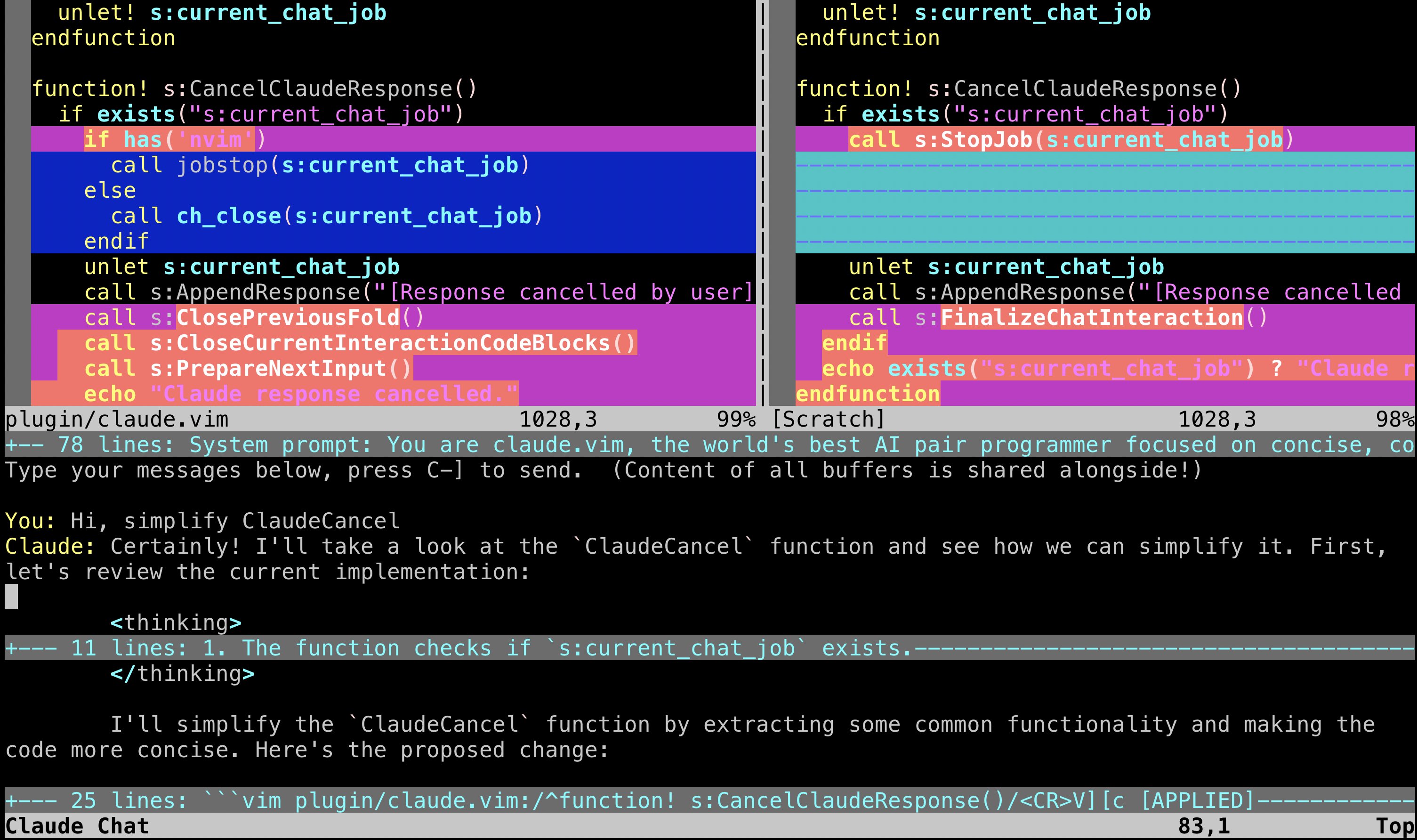 claude.vim - Vim/Neovim中的AI辅助编程插件 - 懂AI