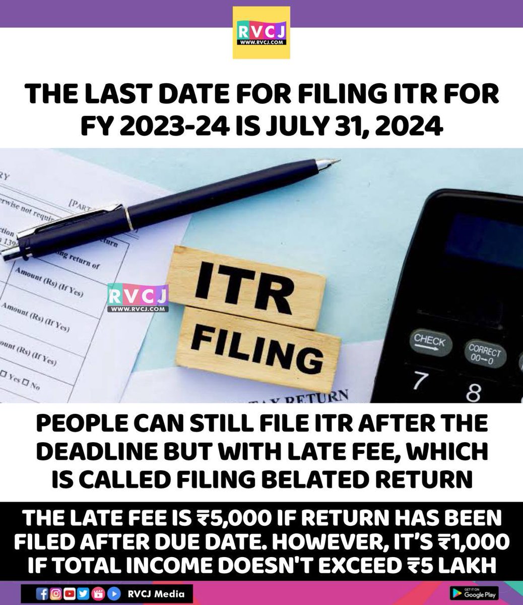 The Last Date For Filing ITR - Thread from RVCJ Media @RVCJ_FB - Rattibha