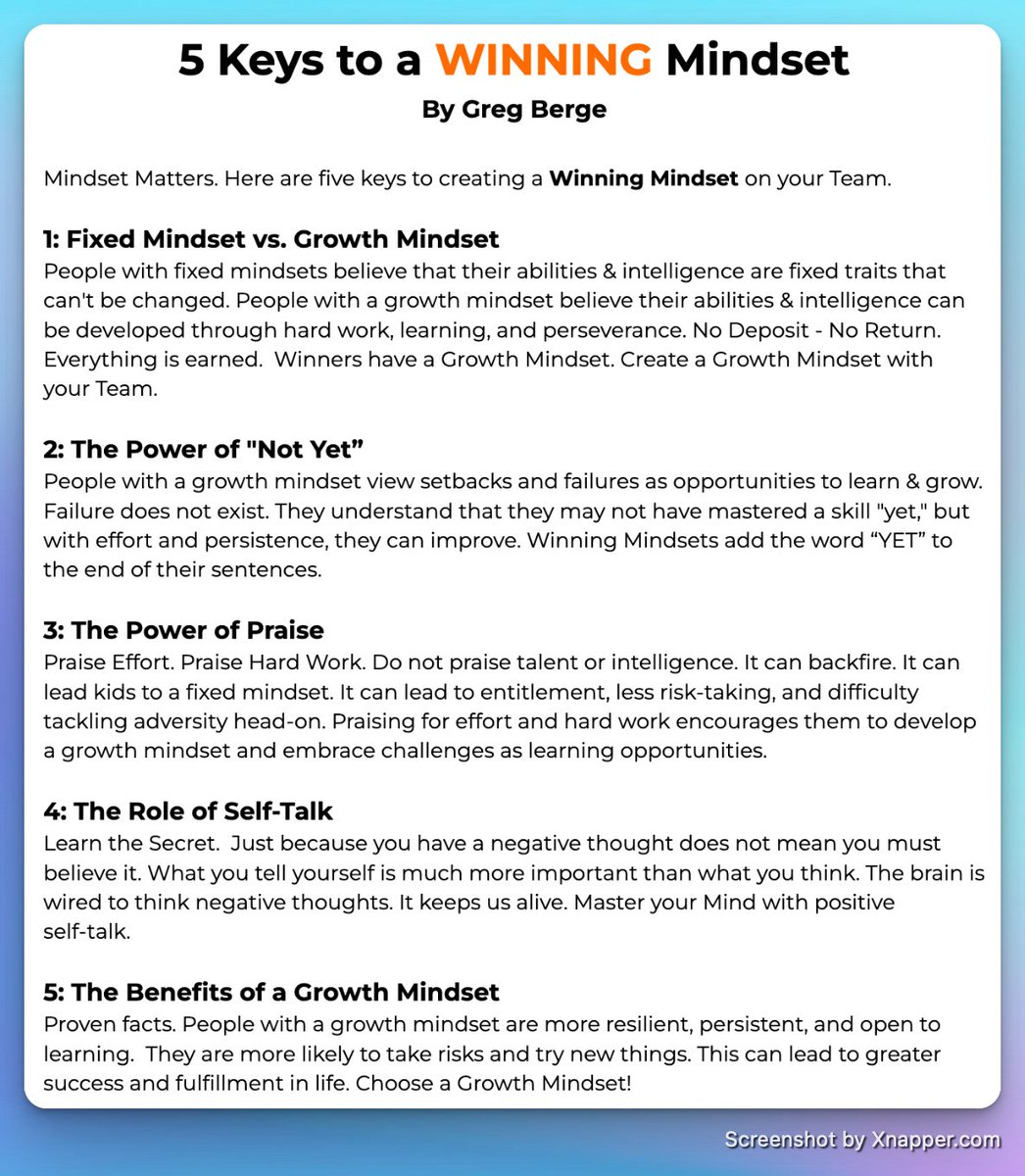 Mindset Matters. How do you develop a winning mindset with your ...