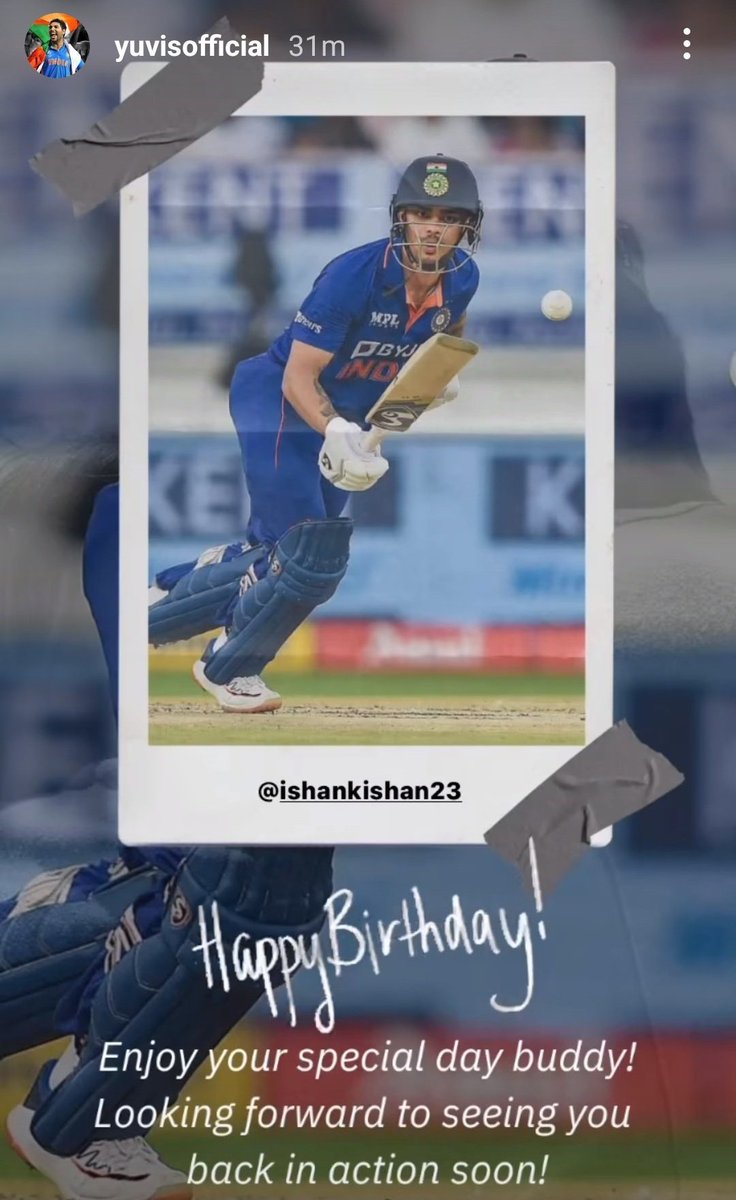 Yuvraj Singh's Instagram story for Ishan Kishan. - Thread from Mufaddal Vohra @mufaddal_vohra ...
