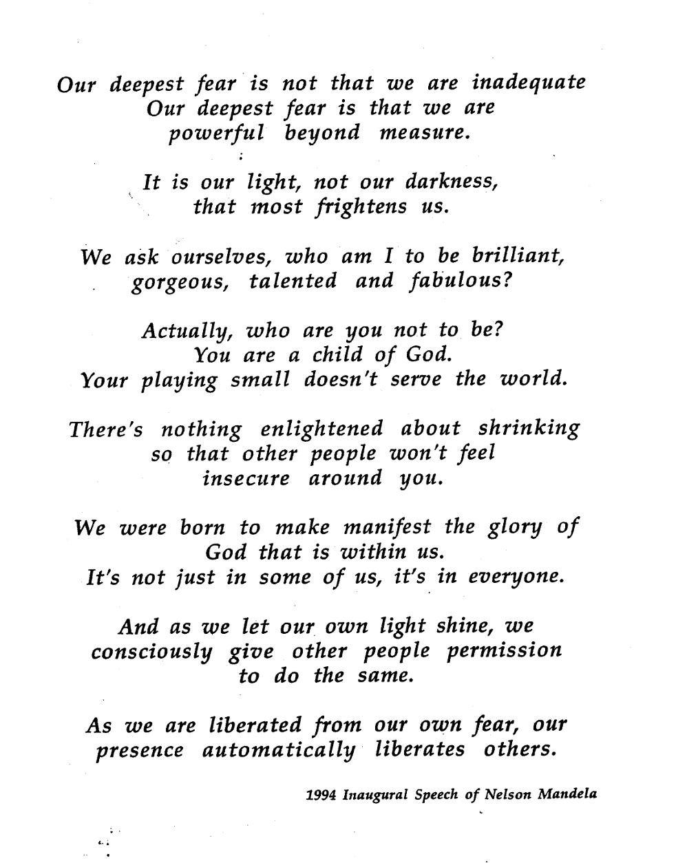 Nelson Mandela Speech 1994 Nelson Mandela: A Leader And A Close Friend