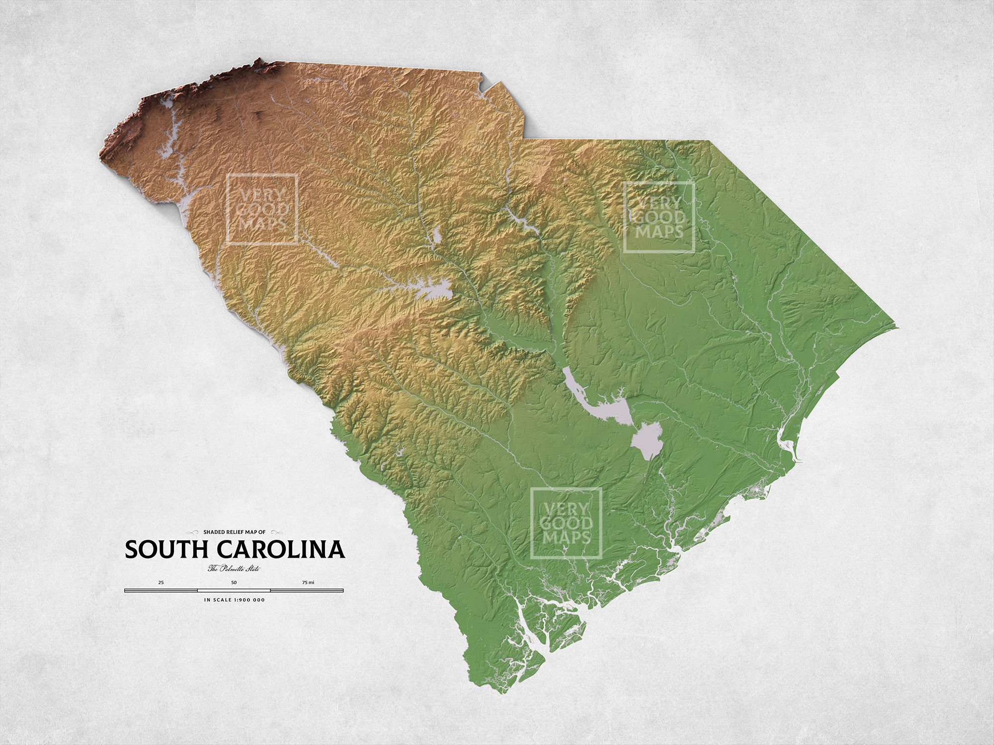 Physical Map Of South Carolina