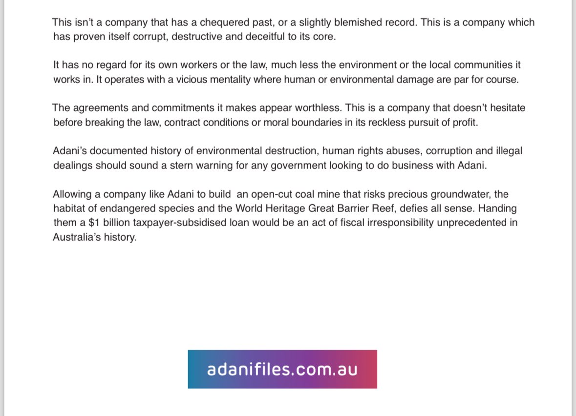 Australian Parliament conclusion on Adani: This isn’t a company that ...