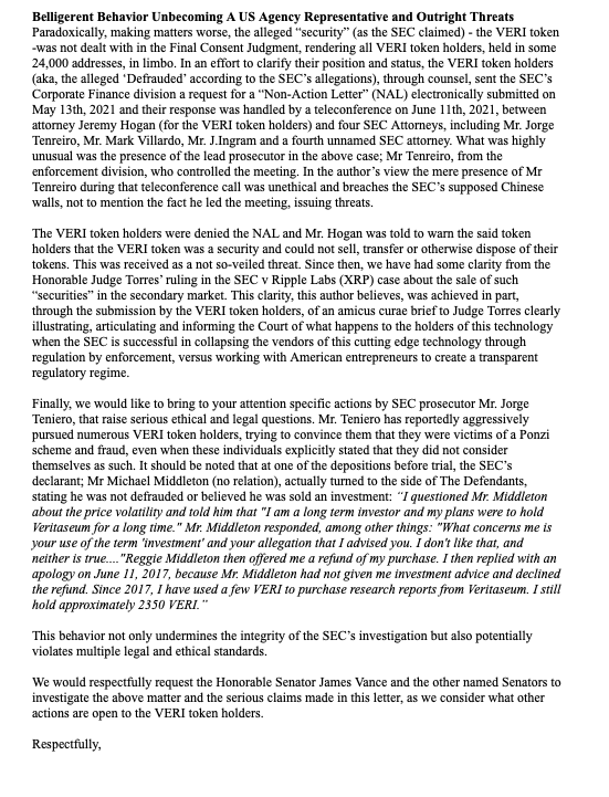 An open letter written by the Veri Community addressing the ...