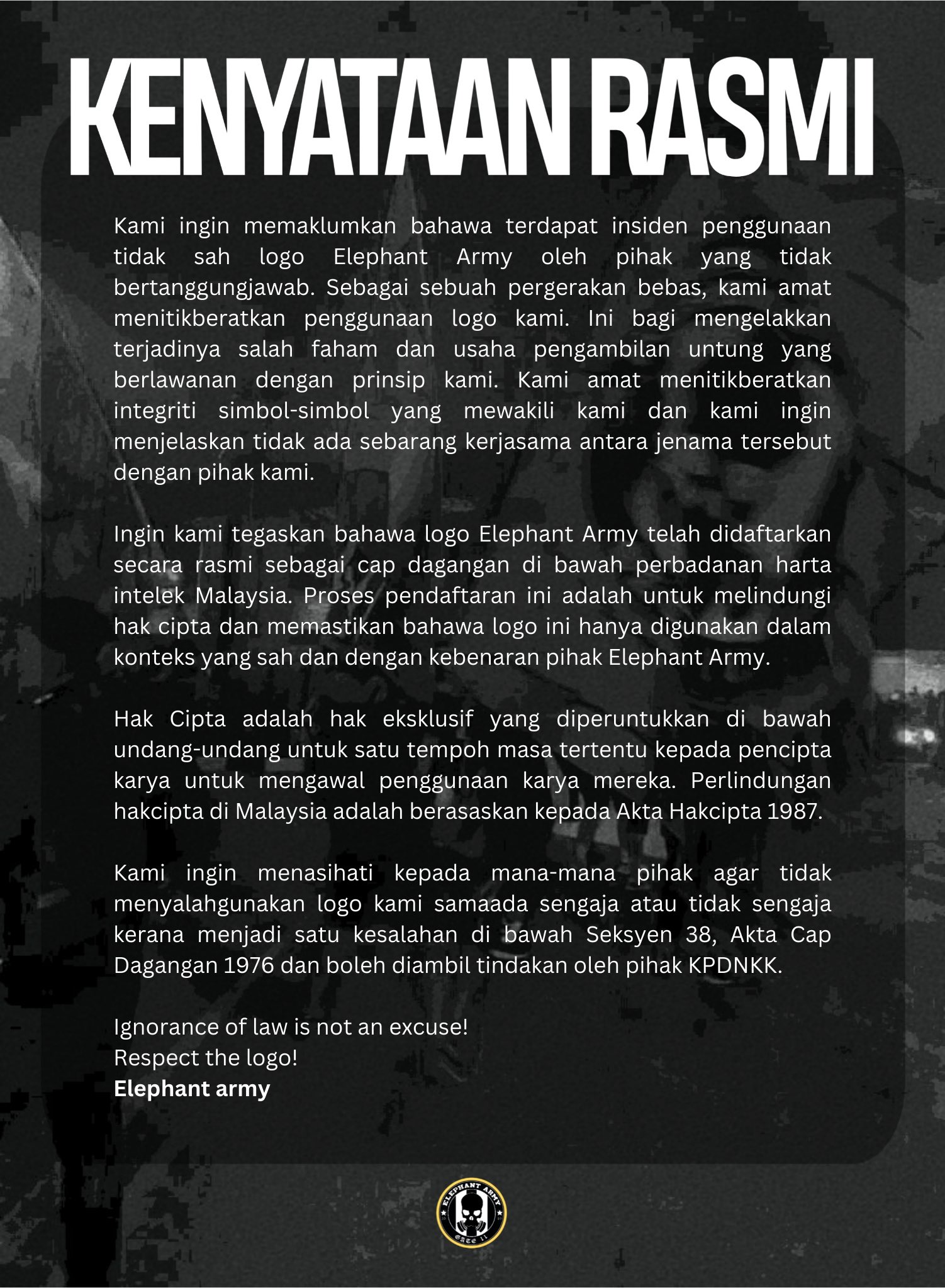 Elephant Army Logo Terima Kasih Kepada Semua Penyokong Kami Yang