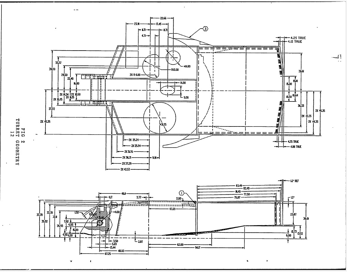 Drawings /May 1990/ of the structure and geometry of the CATTB turret ...