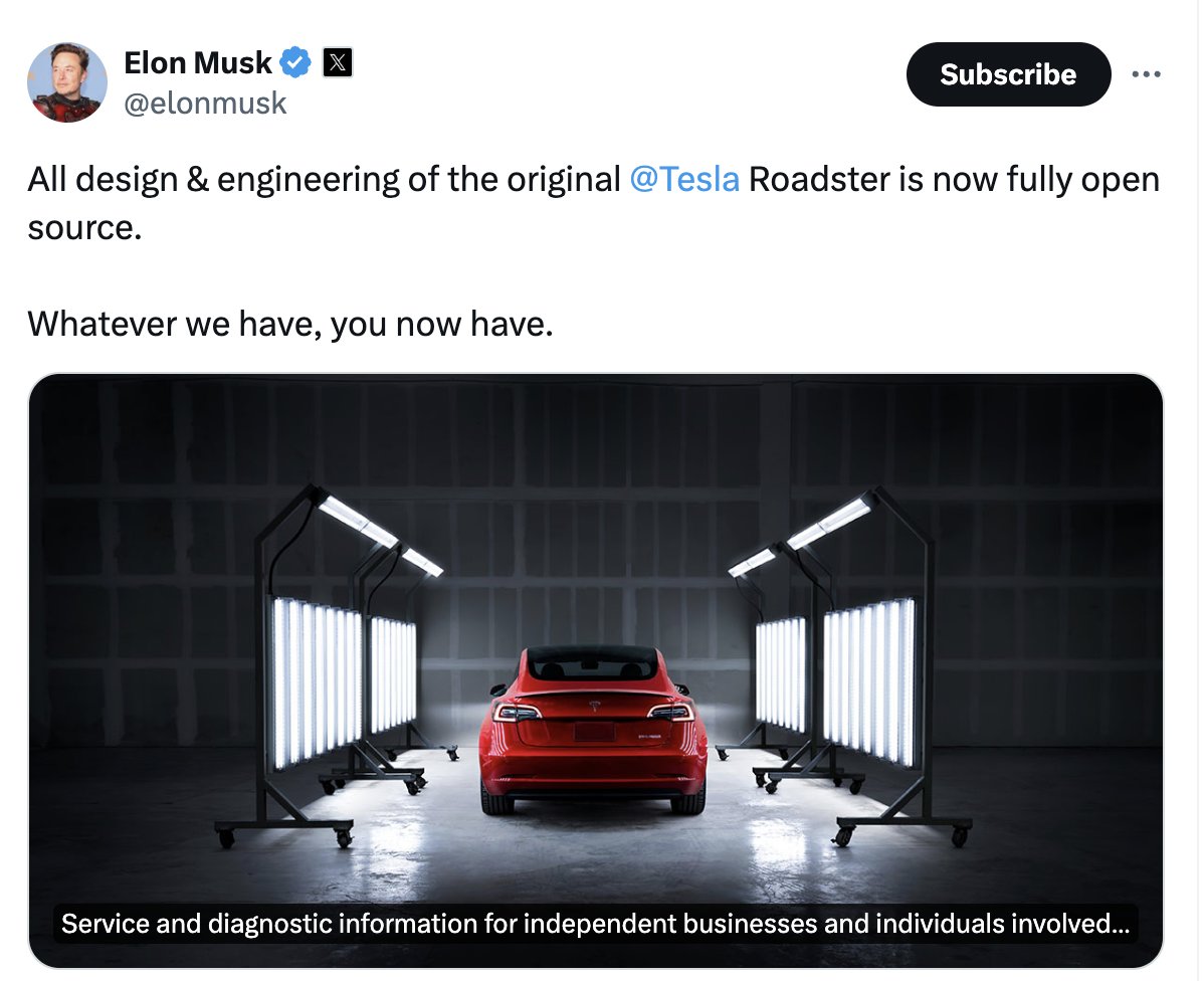 Elon Musk open-sourced all of Tesla's patents for other car companies ...