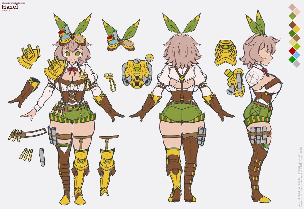 「Hazel's character sheet reference Gunla」|H (エイチ) 🈺のイラスト