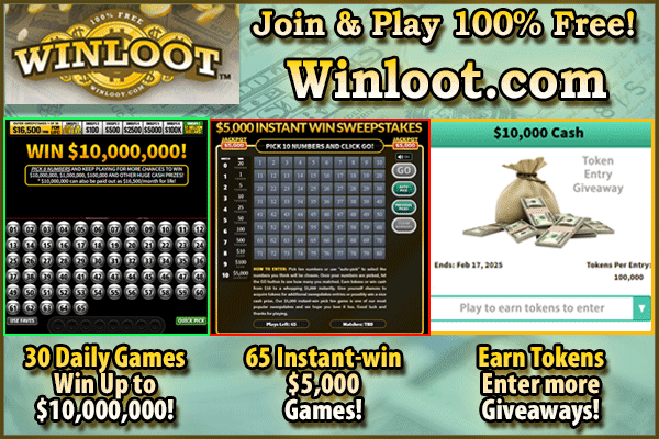 Winloot.com Winners Winloot One Million Dollar Sweepstakes