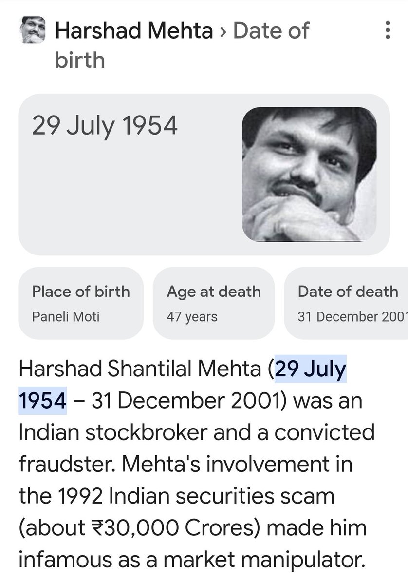 Harshad Mehta Date Of Birth