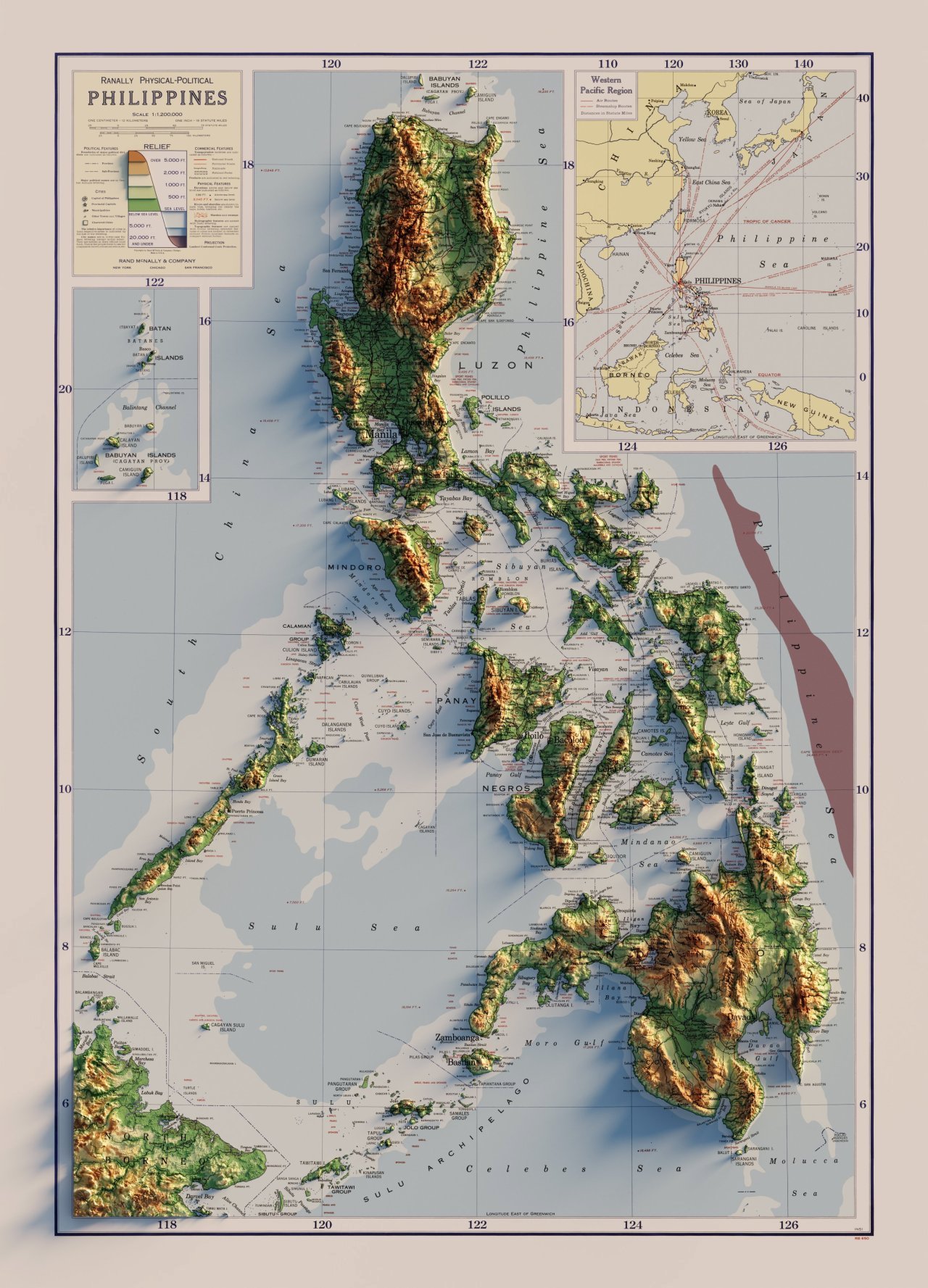 Large Map Philippine Islands Philippine Island Antique Map Island