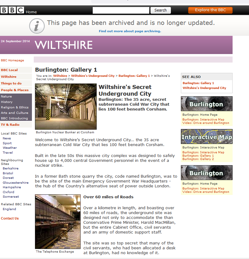 2005 "Wiltshire's Secret Underground City Burlington: The 35 acre ...
