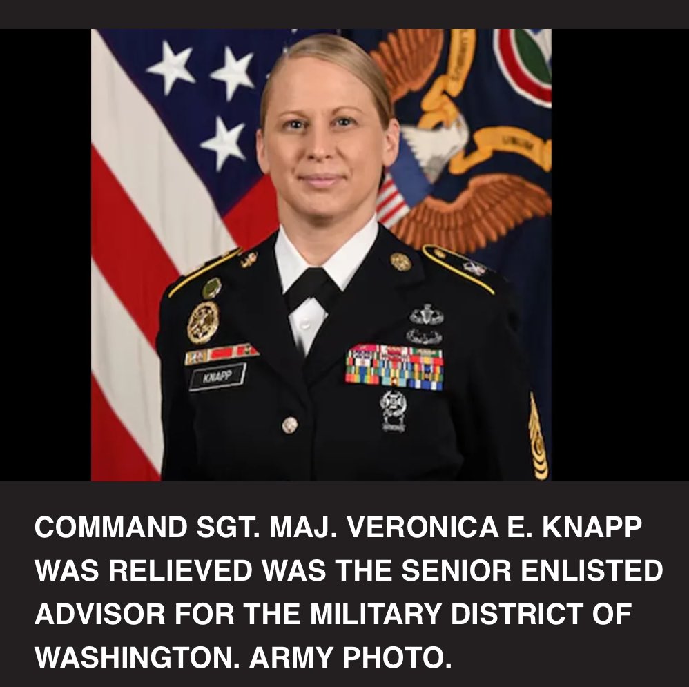 U.S. Army Top Enlisted Leader, Sgt. Major Veronica Knapp, Fired ...