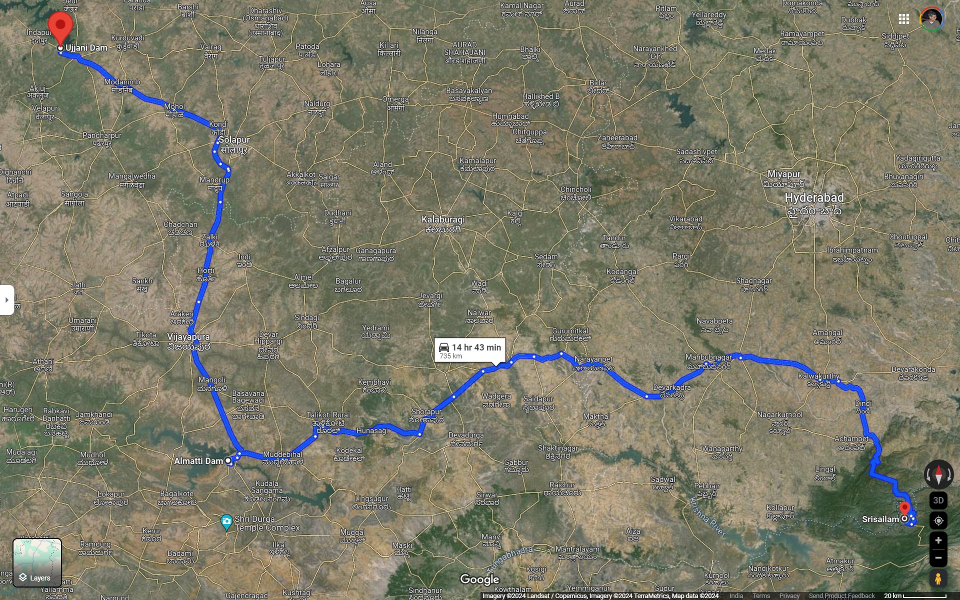 Krishna River Route Map