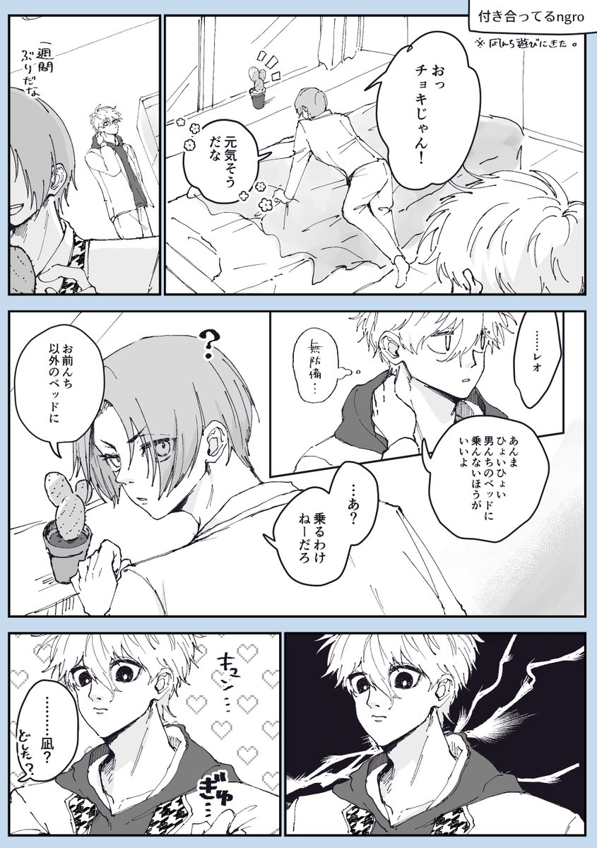 「ngro🍸 ずっと好きだったroに告白したいngの話 (1/2) ※リプへ続く↓ 」きのこの漫画