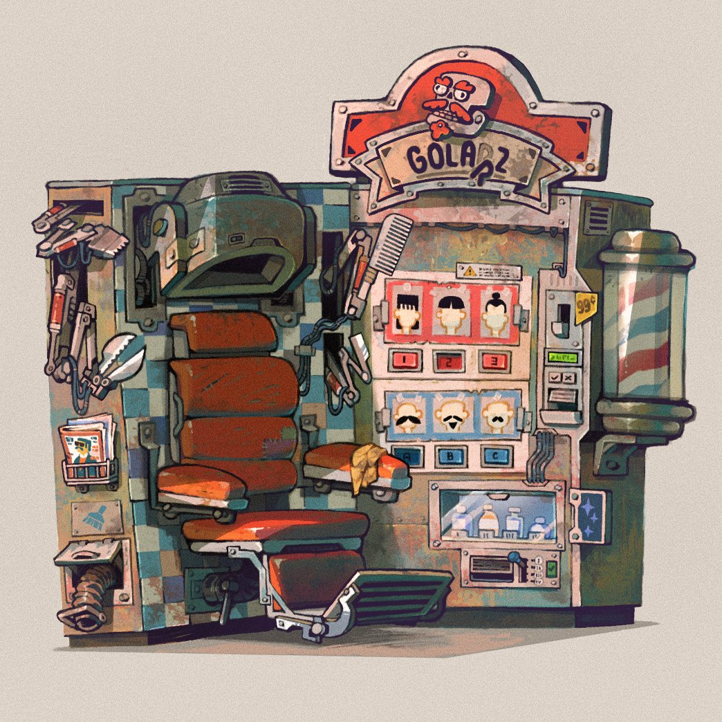 「retro futuristic barber vending machine#」|krzymskyのイラスト
