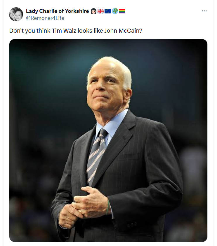 Tim Walz and John McCain. That's very interesting. - Thread from ...