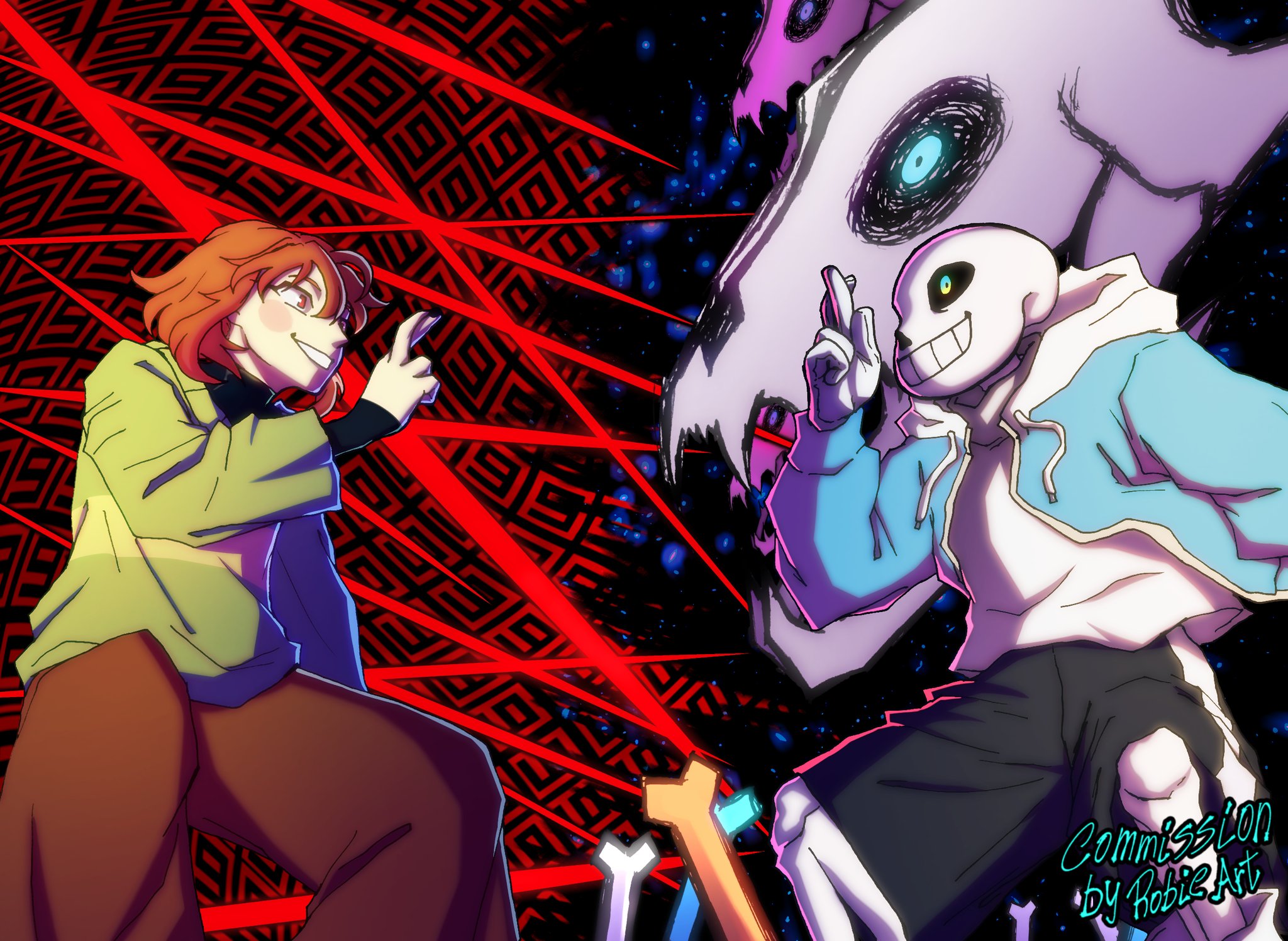 Undertale Sans Vs Chara Frisk, Sans And Chara (Undertale Au)