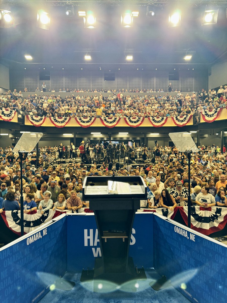 "Welcome Home, Coach" message on the venue of Tim Walz rally in Omaha ...