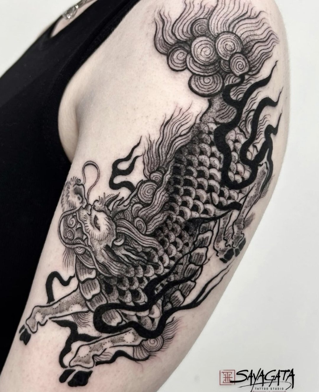 Kirin Tattoo New Semi Armour Full Back Tattoo Sticker Waterproof