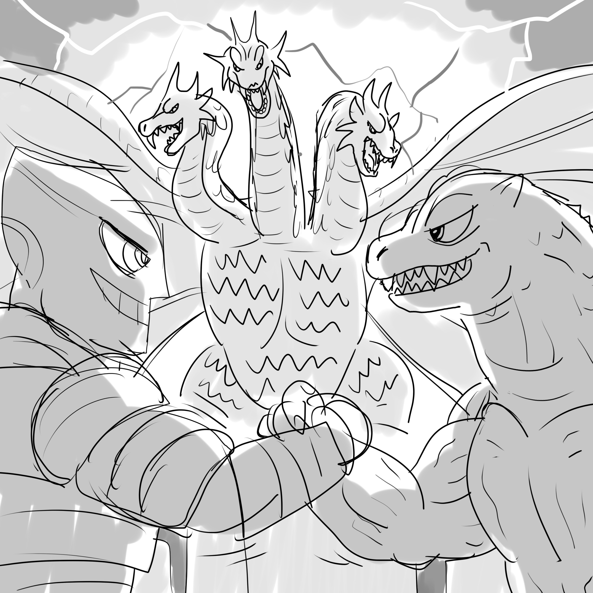 Godzilla Vs King Ghidorah Drawings