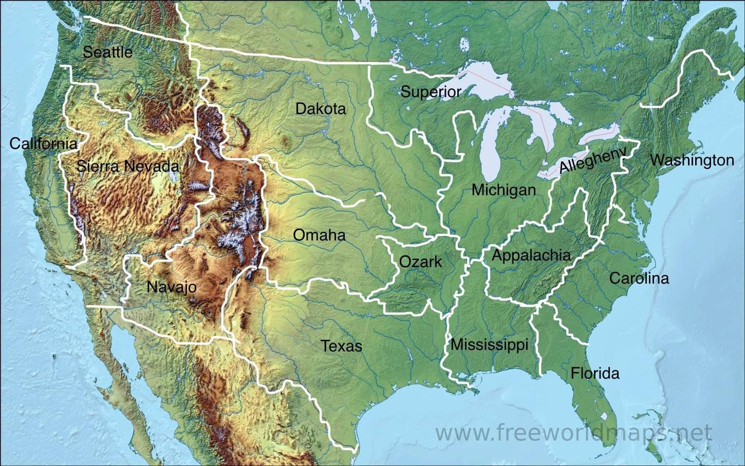 Rivers Of United States Mountain Ranges Major Mountain Ranges Of The