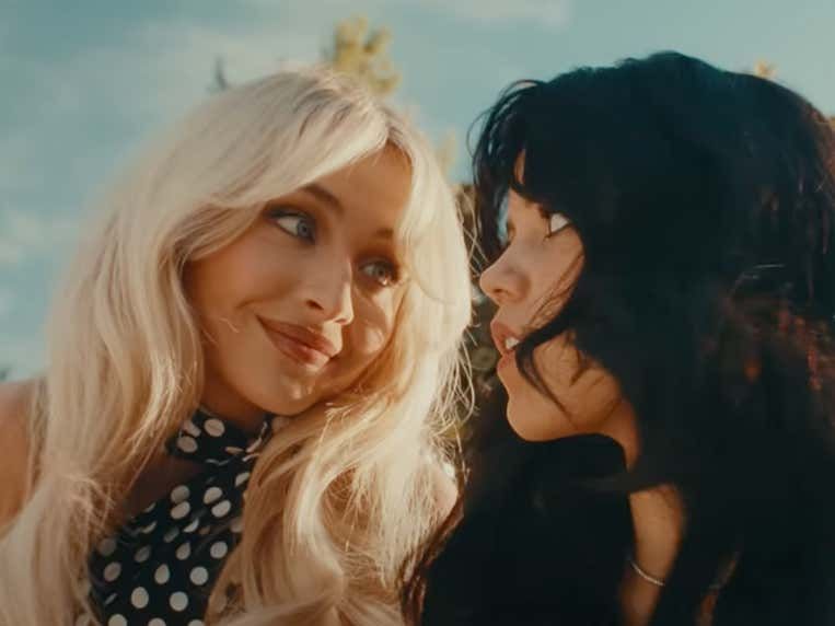 Sabrina Carpenter and Jenna Ortega Kiss in Gory 'Taste' Music Video ...