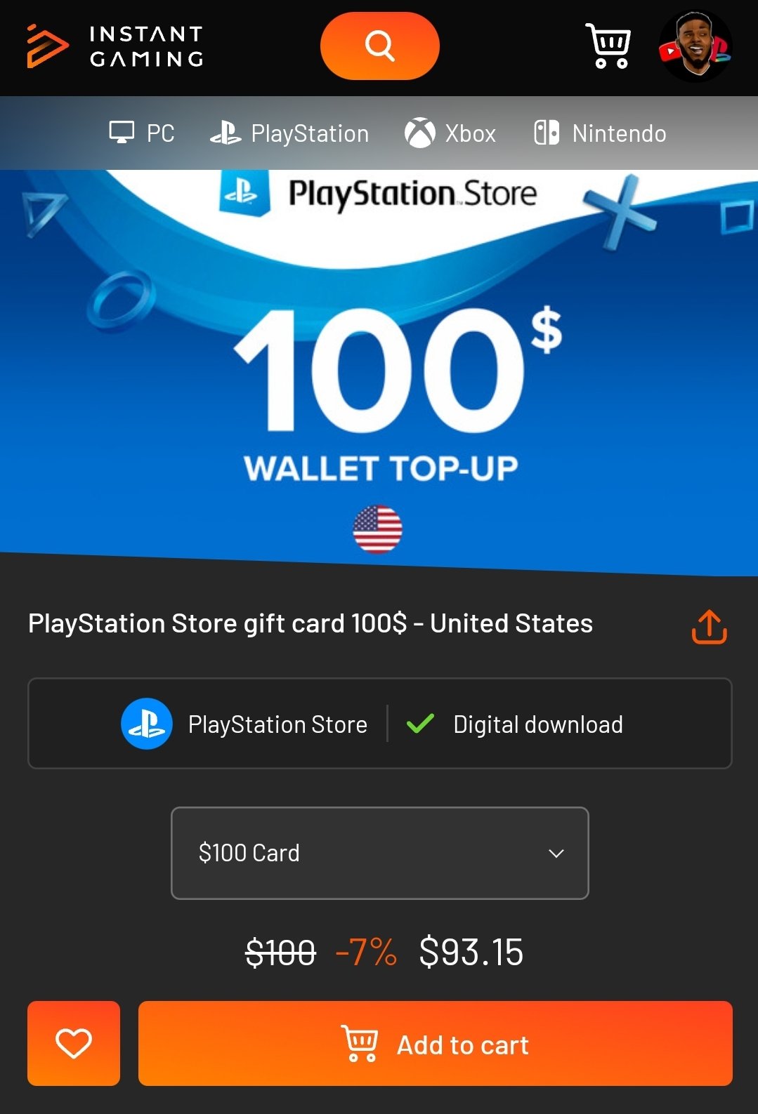 Instant gaming nintendo eshop card store
