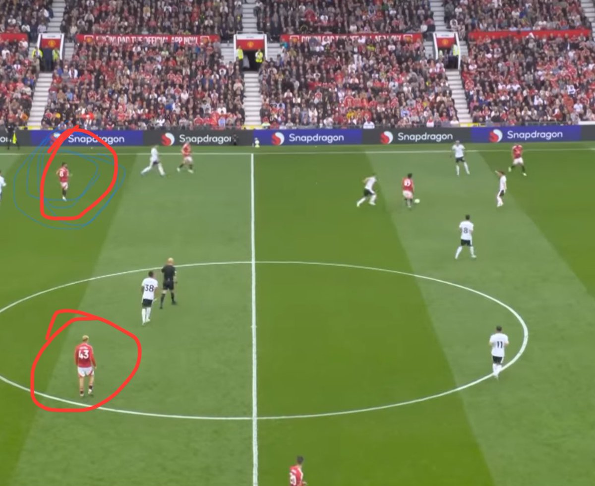 Look where Collyer & Bruno are when Mainoo receives the ball. Look at ...