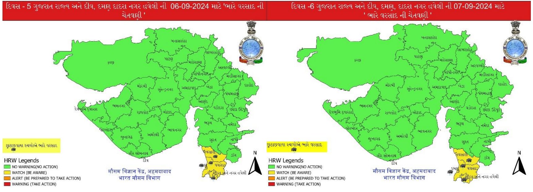 Red alert in parts of Gujarat for next 2 days; IMD forecasts heavy to very heavy rains till Sept ...