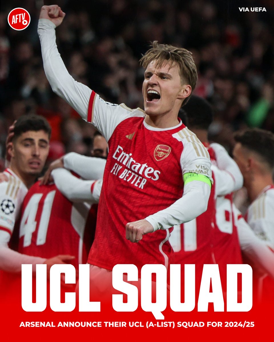 🚨 OFFICIAL: The 2024/25 #UCL A-List squad for the group stage.👇 Raya, Neto, Setford. Saliba ...