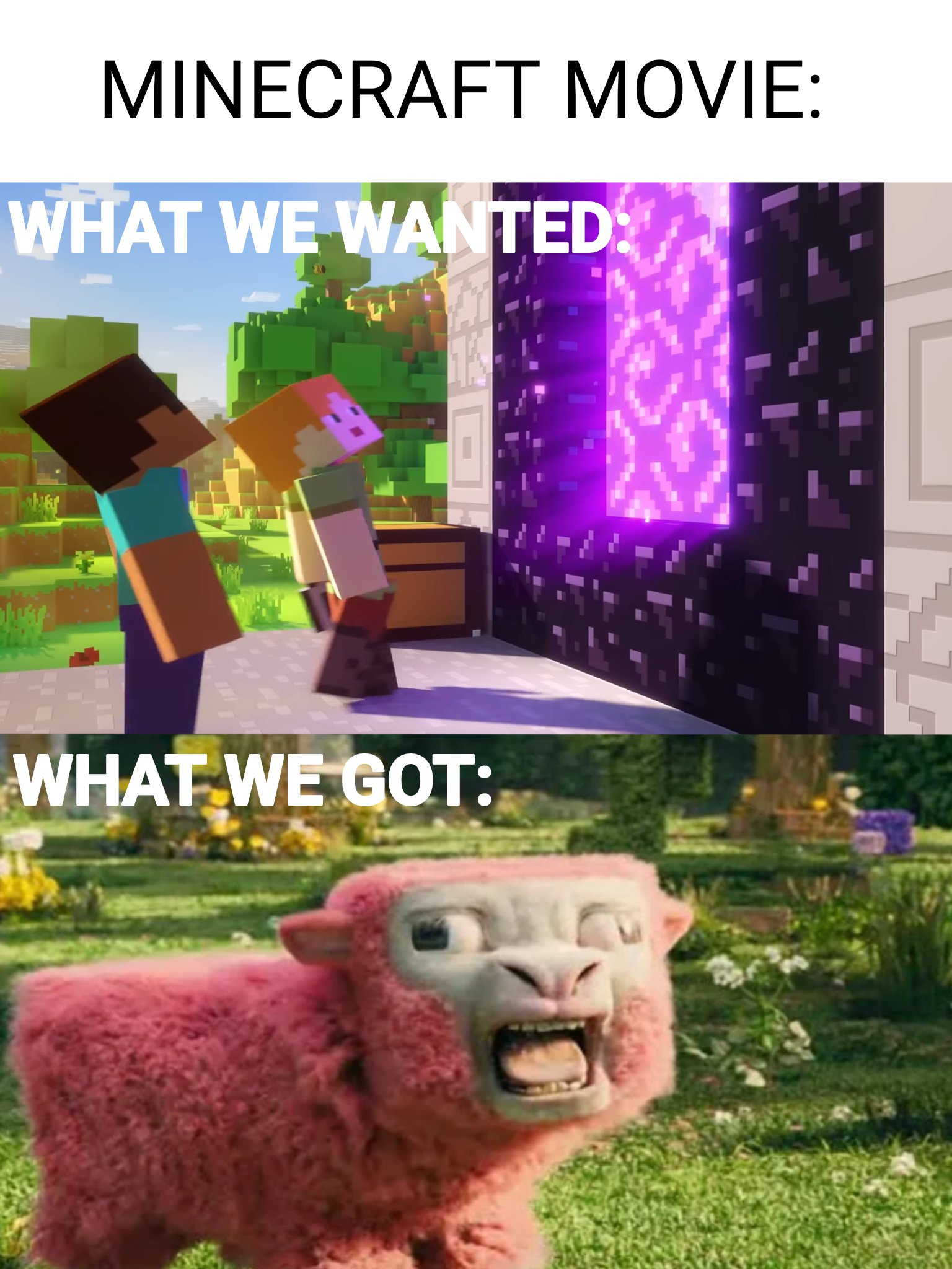 Minecraft Sheep Memes I Put The Minecraft Movie Trailer Sheep/Llama