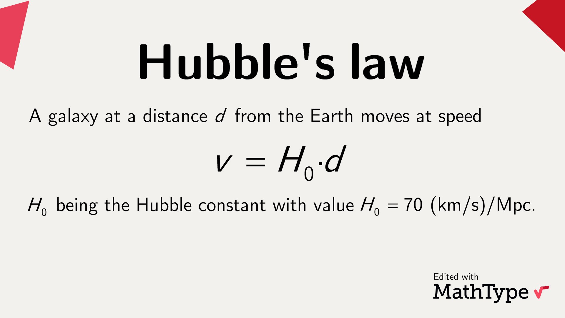 Hubble Velocity Distance Relationship