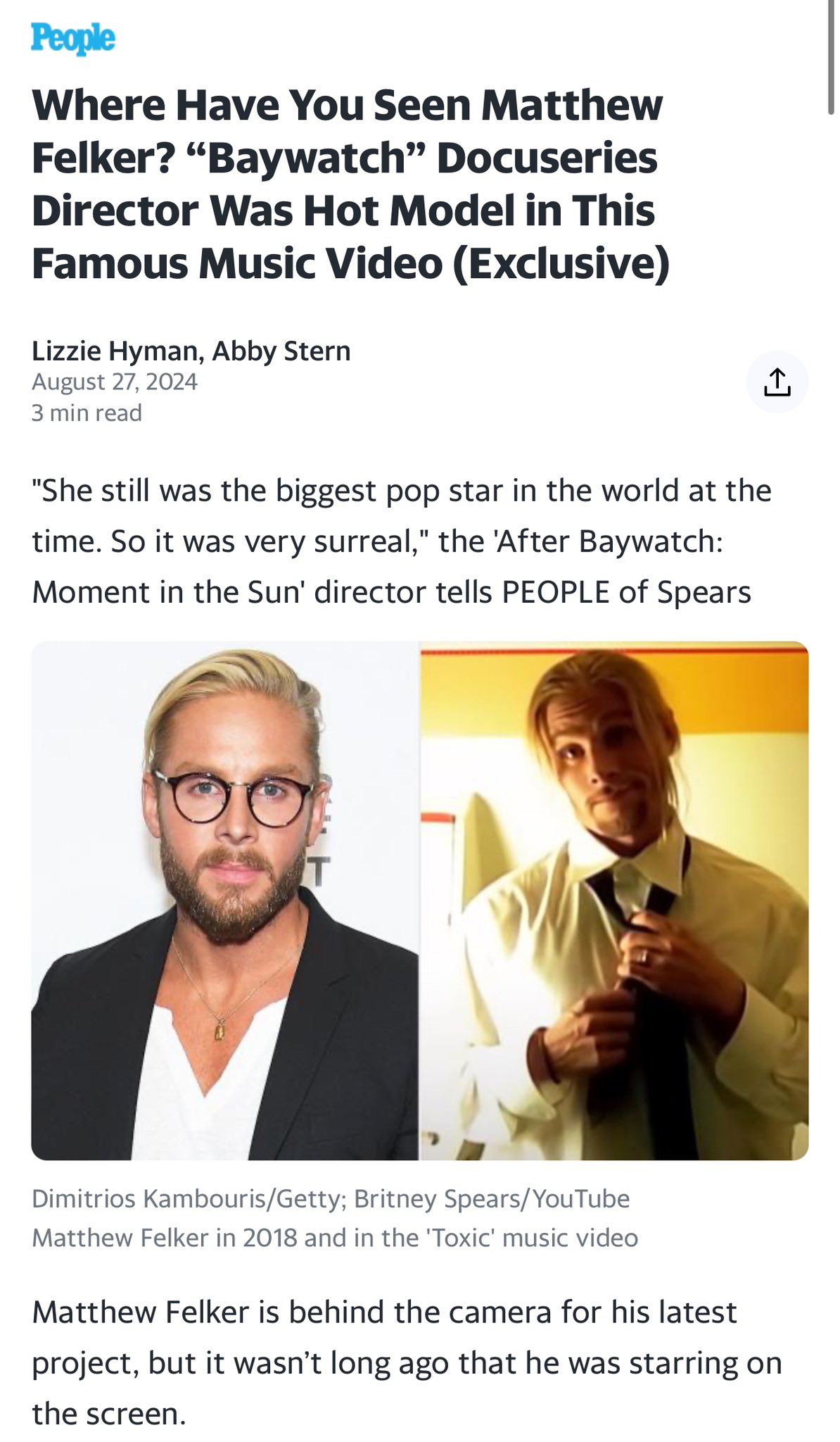 Matthew Felker Britney Spears Model Matthew Felker Reflects On Role In