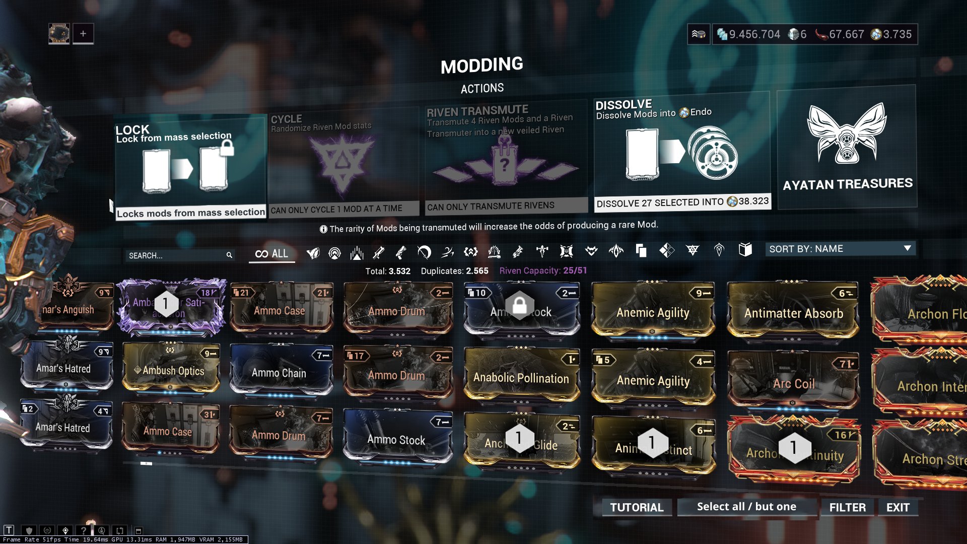 mass selection/ locking mods - Fan Concepts - Warframe Forums