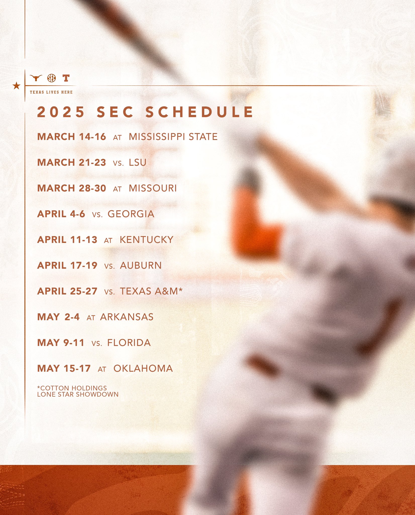 Texas Longhorns Baseball Schedule Texas Announces Its 2025 SEC