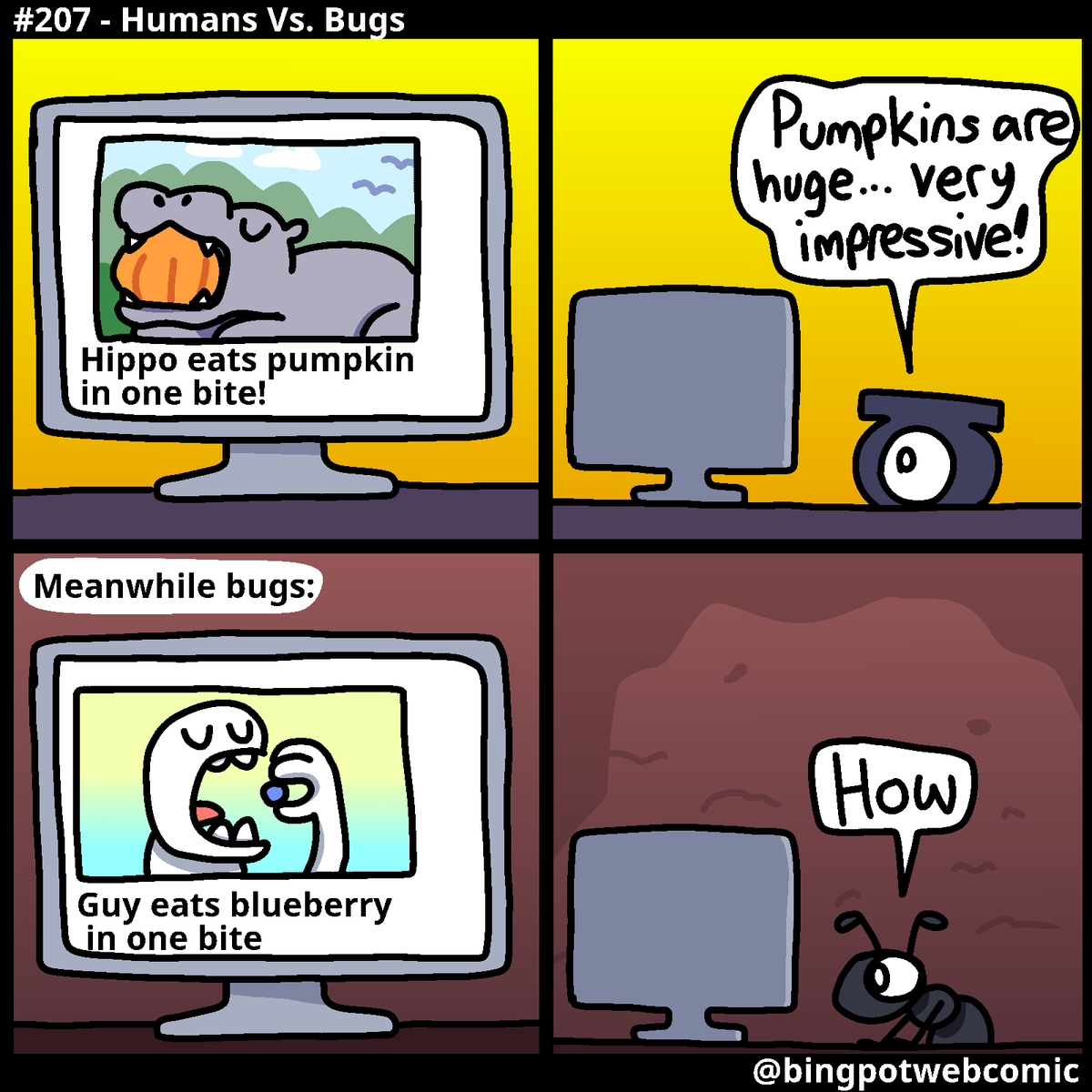 Bingpot Comix #207 - Humans Vs. Bugs